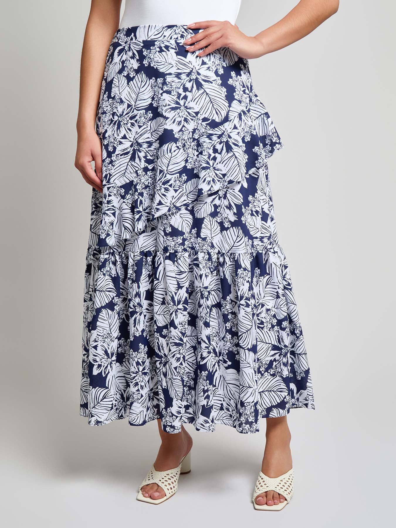 Petite Pull-On Ruffle Maxi Skirt