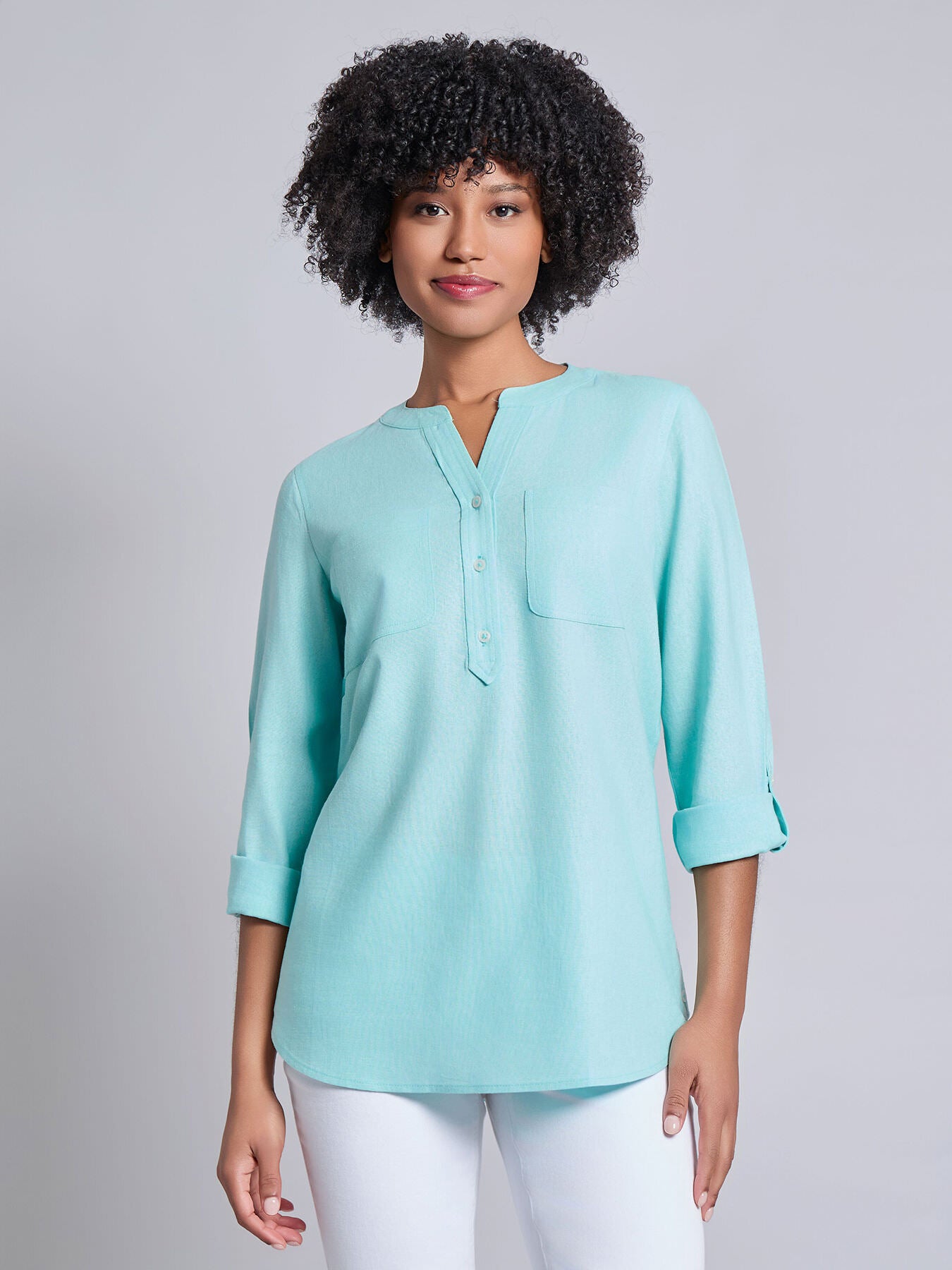 Petite Button Front Tunic