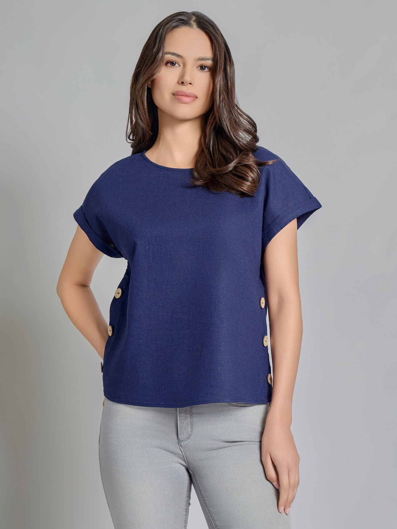 Plus Button Detail Blouse