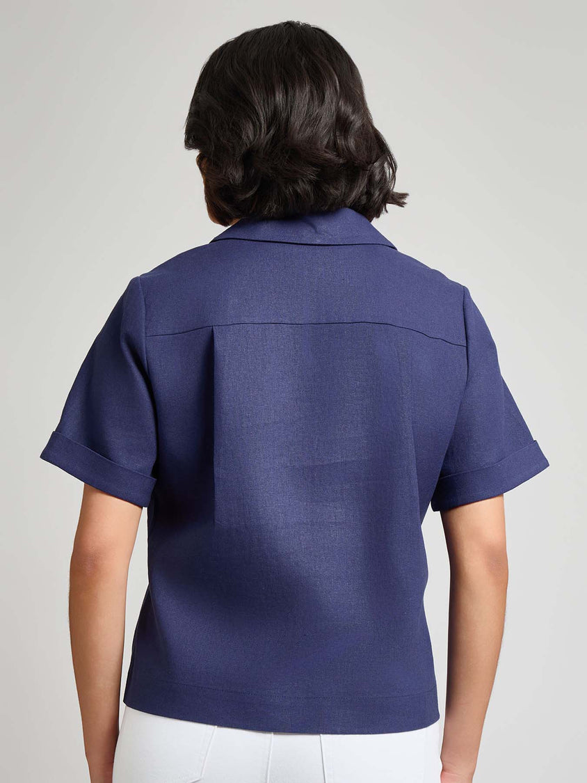 Notch Collar Button Front Shirt