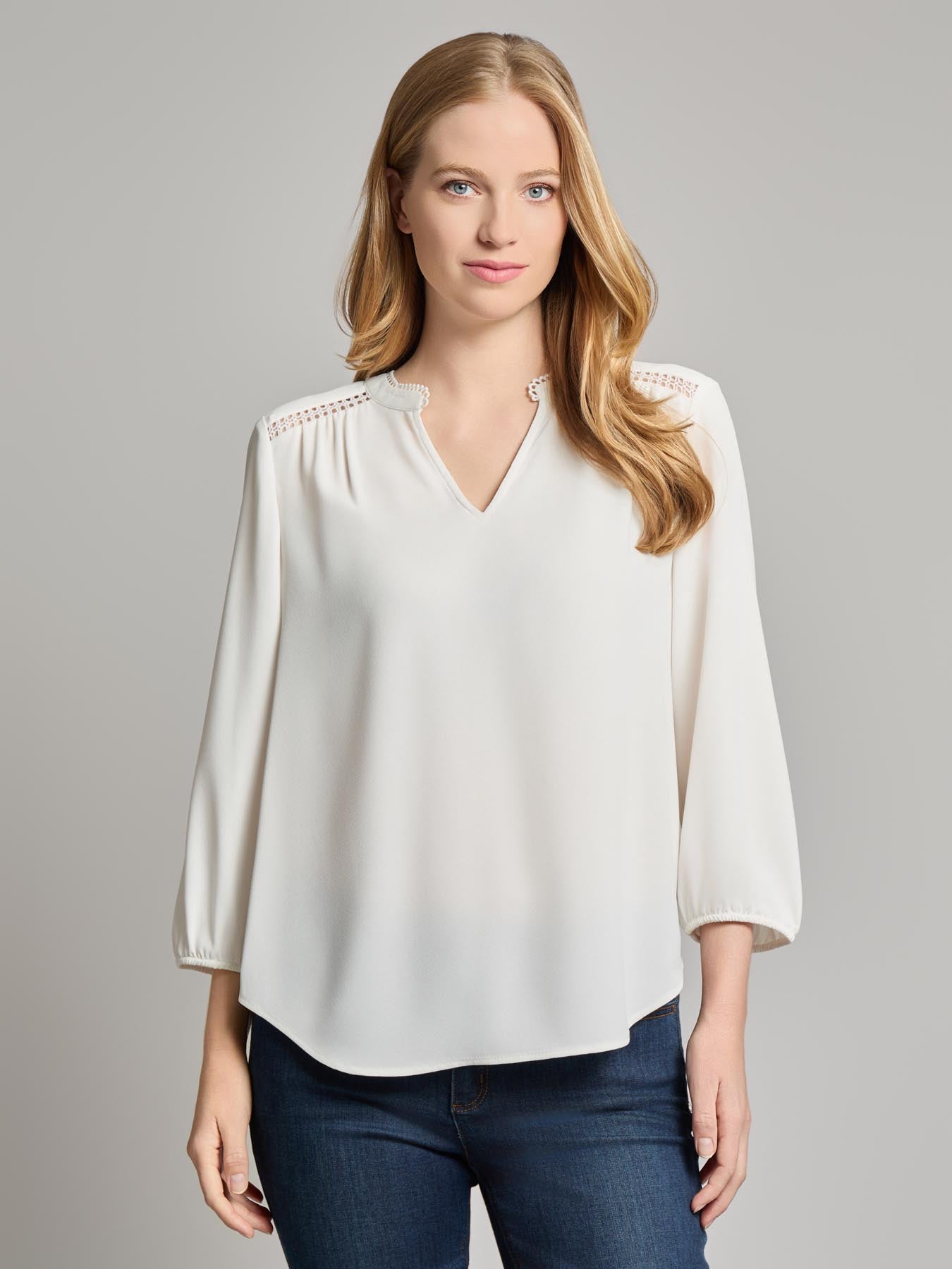 V-Neck Shoulder Trim Blouse