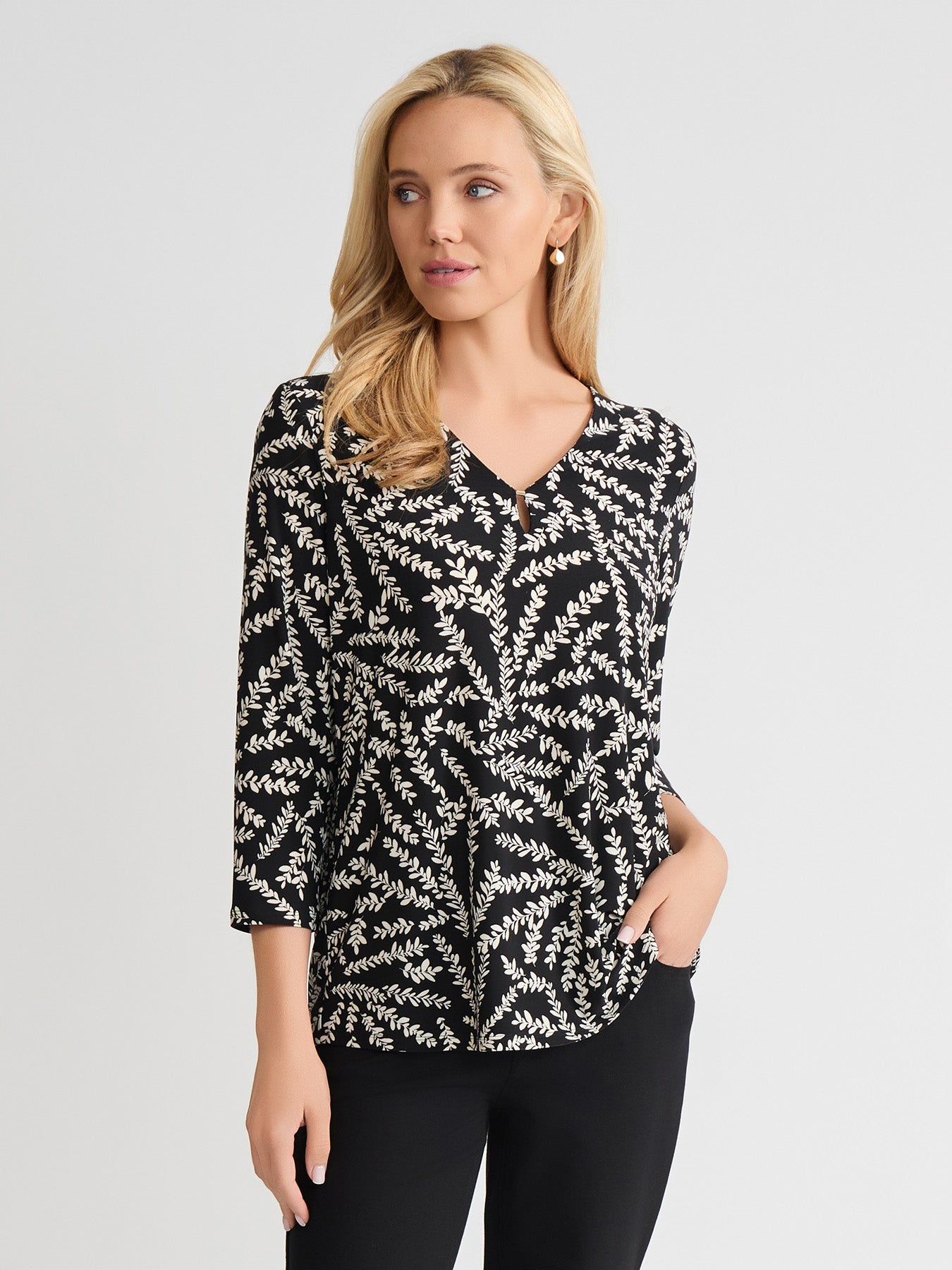 Printed Keyhole Neckline Top