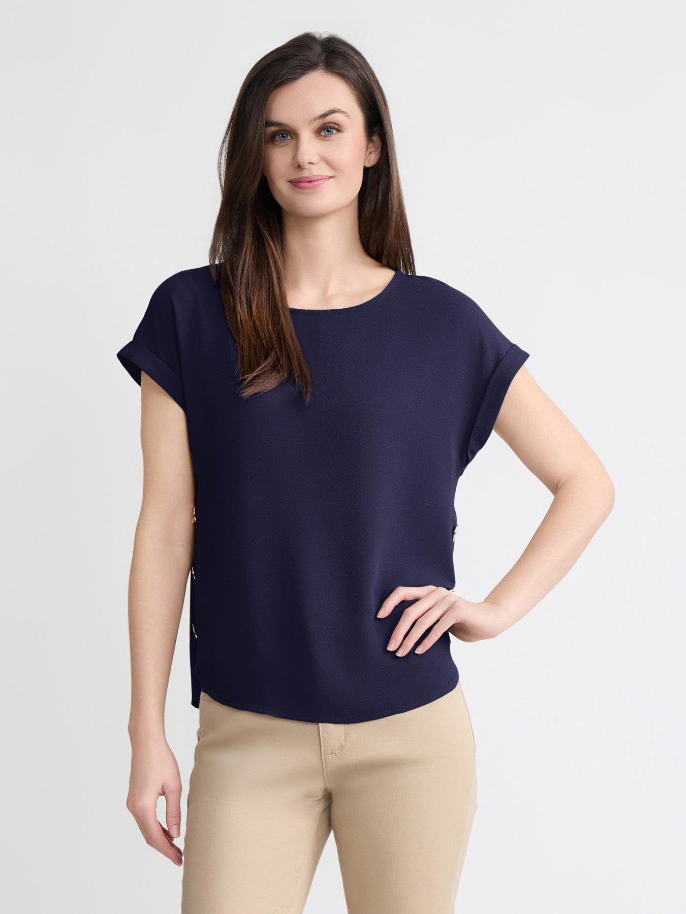 Plus Side Button Blouse